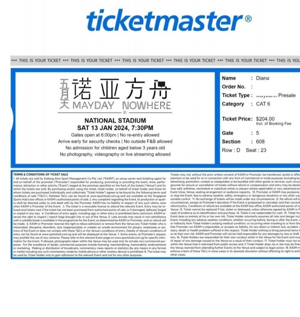 (Original Price) Singapore Mayday 2024, Tickets & Vouchers, Event Tickets on Carousell