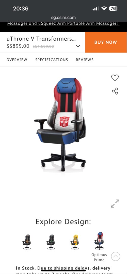 Osim Uthrone V Transformer Edition, Furniture & Home Living, Furniture ...