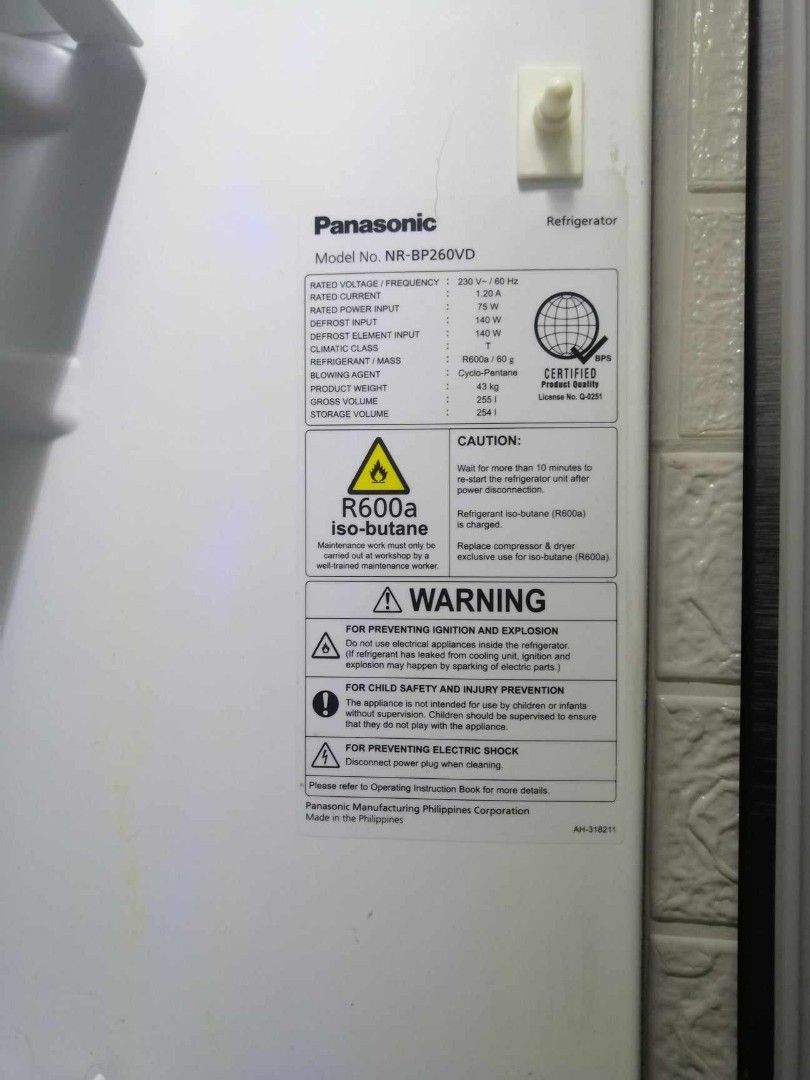 Panasonic 9cu. Inverter Refrigerator, TV & Home Appliances, Kitchen ...