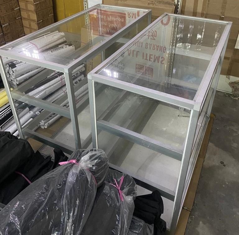 Rak Kaca Glass Display Rack with Aluminium Frame, Furniture & Home ...