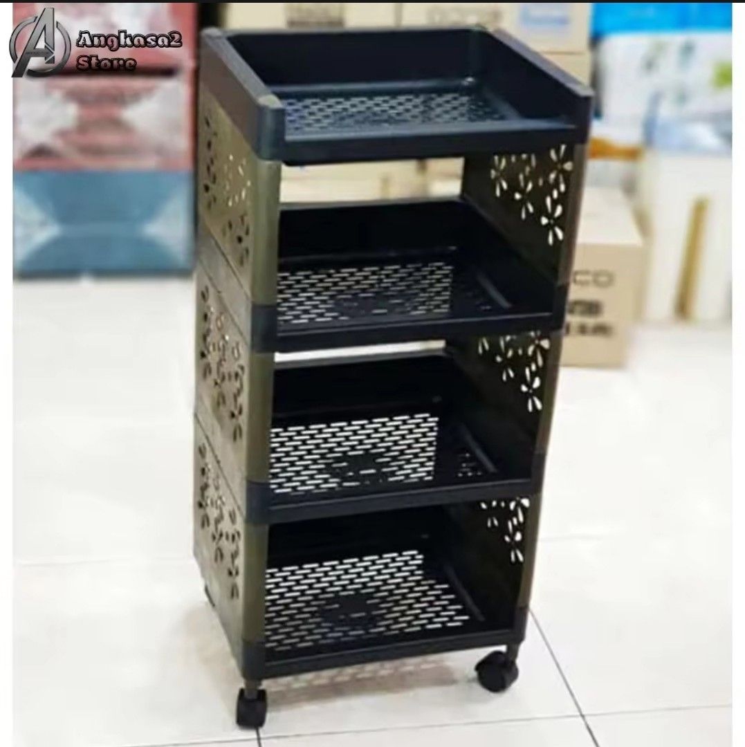 Rak plastik 4 tingkat roda new, Perabotan Rumah di Carousell