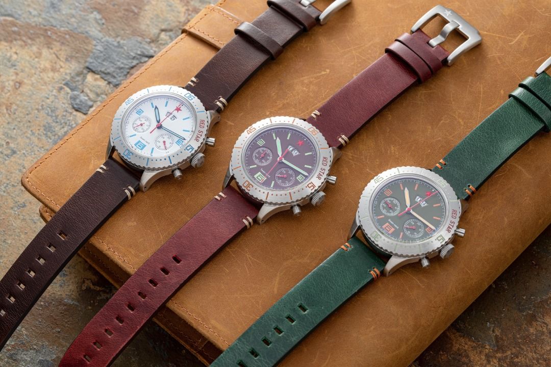 Red Star Anti 60 Green Hand Winding Mechanical Watch Leather Strap ...