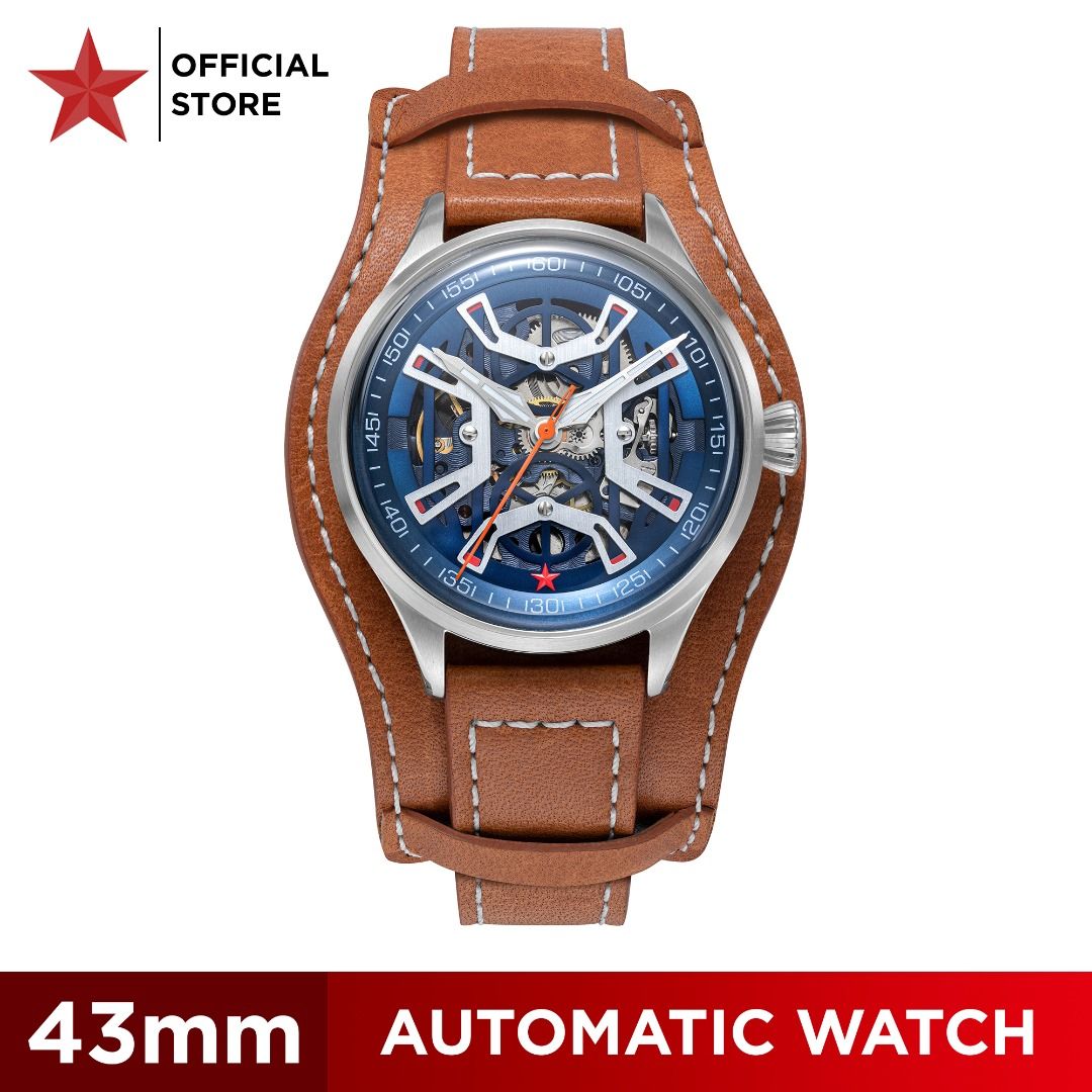 Red Star Illusion Blue Skeleton Dial Mechanical Automatic Watch 8728G-A ...