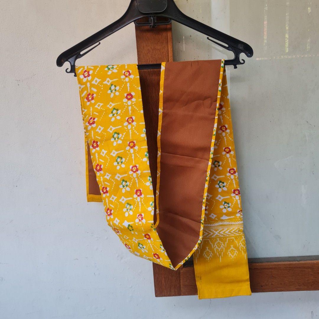 SALA INDONESIA Yellow Ethnic Batik Obi Belt Stagen Kebaya, Fesyen ...