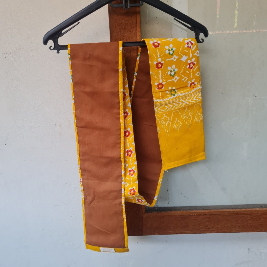 SALA INDONESIA Yellow Ethnic Batik Obi Belt Stagen Kebaya, Fesyen ...