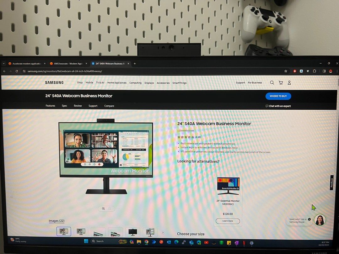 Samsung 24 inch monitor with webcam n speaker n usb hub, Computers ...