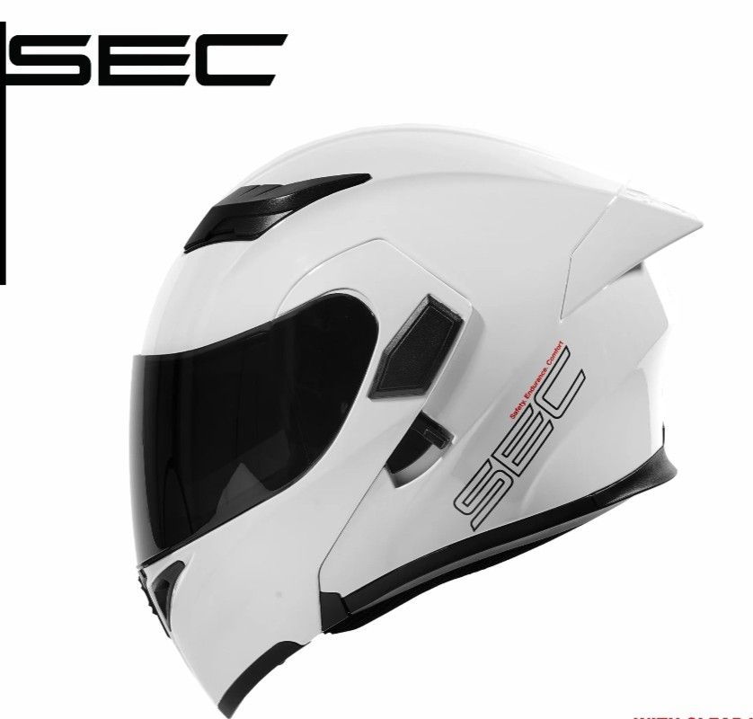 Sec Modular Helmet Whirlwind Solid Gloss White with Clear Visor ...
