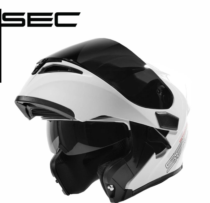 Sec Modular Helmet Whirlwind Solid Gloss White with Clear Visor ...