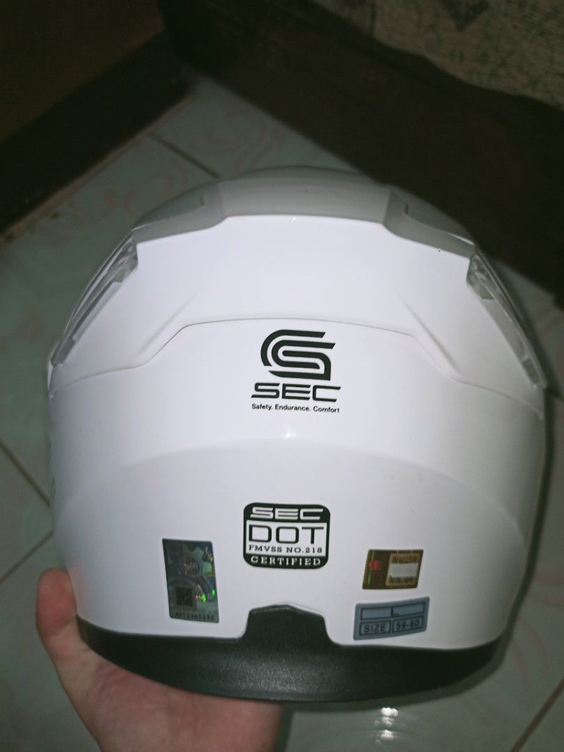 Sec Modular Helmet Whirlwind Solid Gloss White with Clear Visor ...
