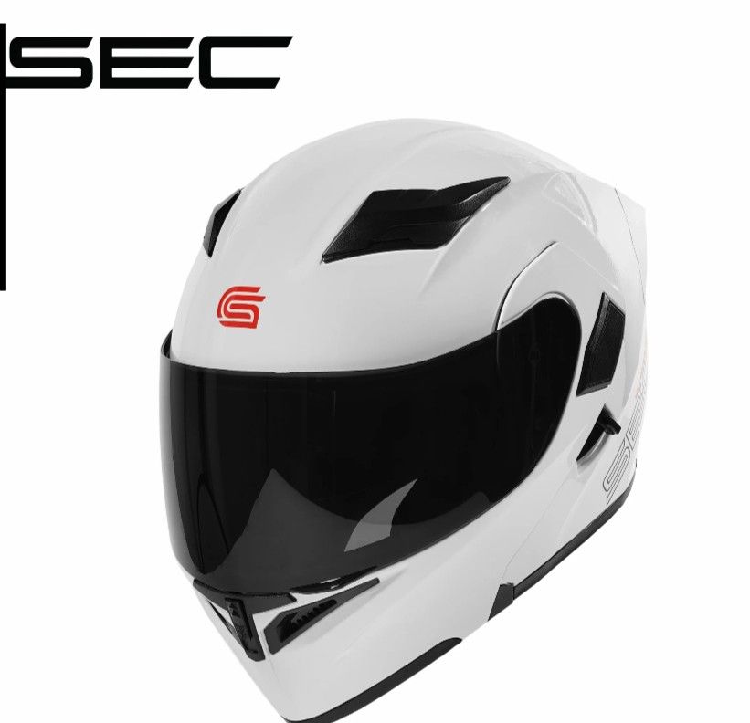 Sec Modular Helmet Whirlwind Solid Gloss White with Clear Visor ...