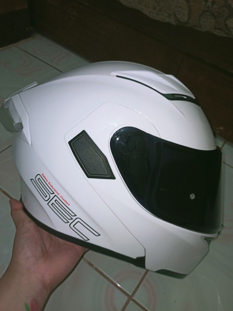 Sec Modular Helmet Whirlwind Solid Gloss White with Clear Visor ...