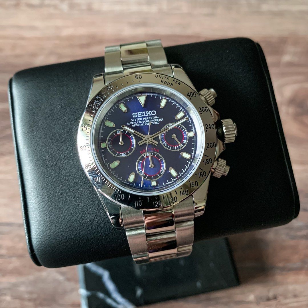 Seiko Cosmograph Daytona Platinium Blue & Silver Watch, Luxury, Watches ...