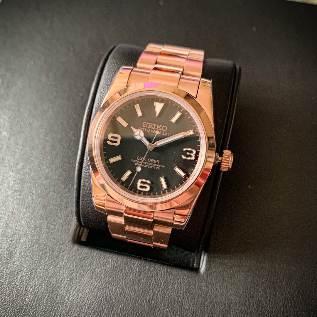 Seiko Explorer Rose Gold & Black, Luxury, Watches on Carousell
