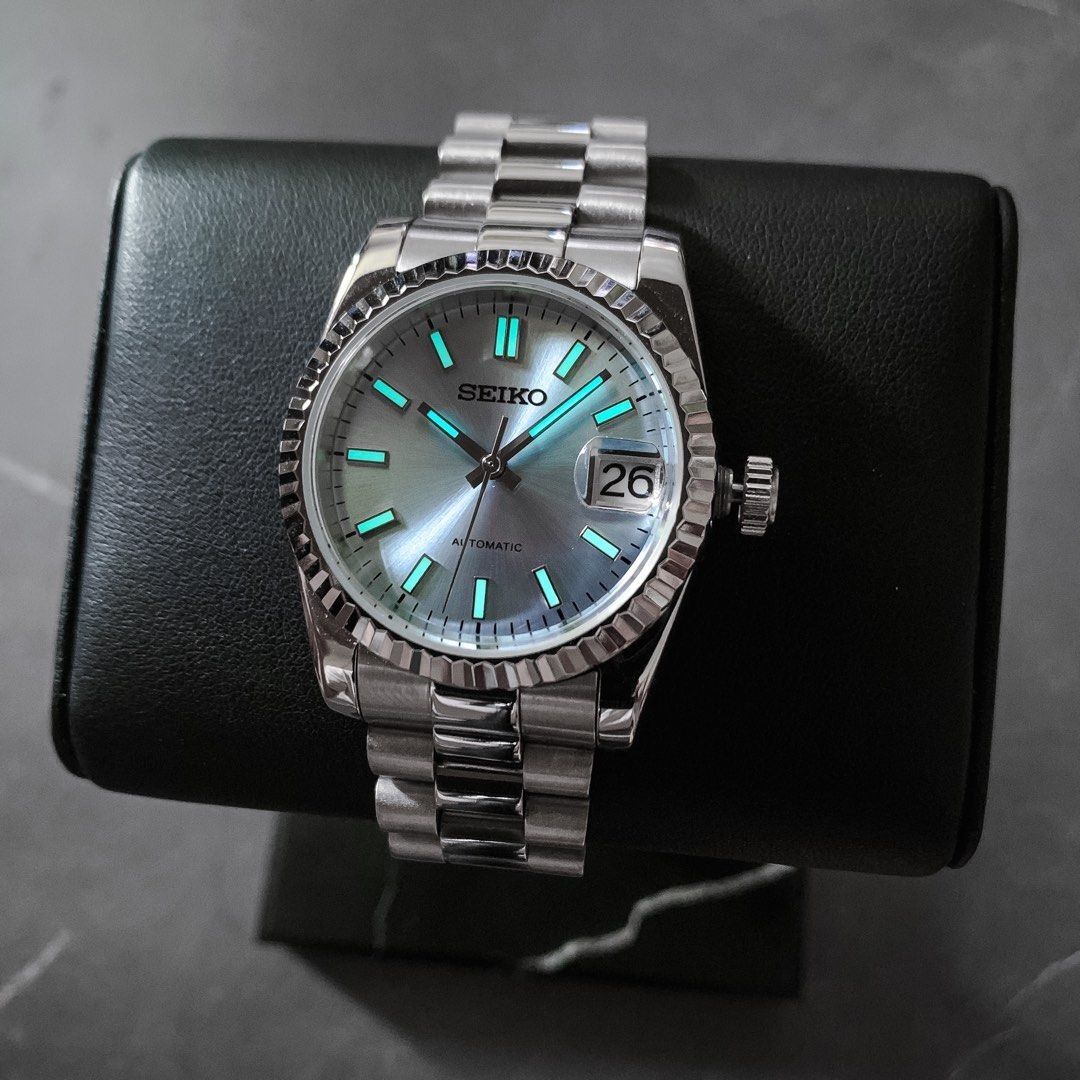 Seiko Oyster Perpetual Datejust Ice Blue & Silver Watch, Luxury ...