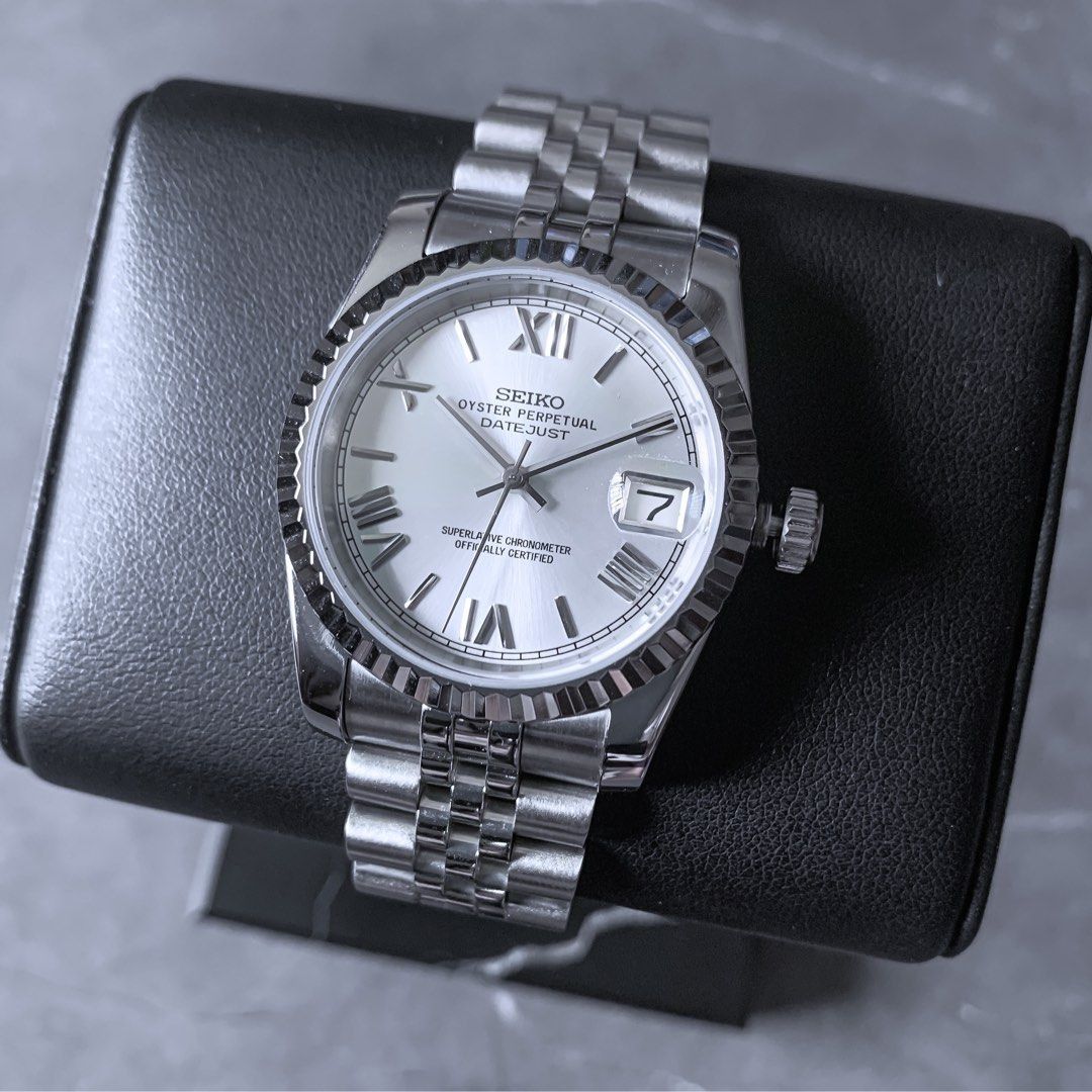 Seiko Oyster Perpetual Datejust Silver (Roman Numerical) Watch, Men's ...