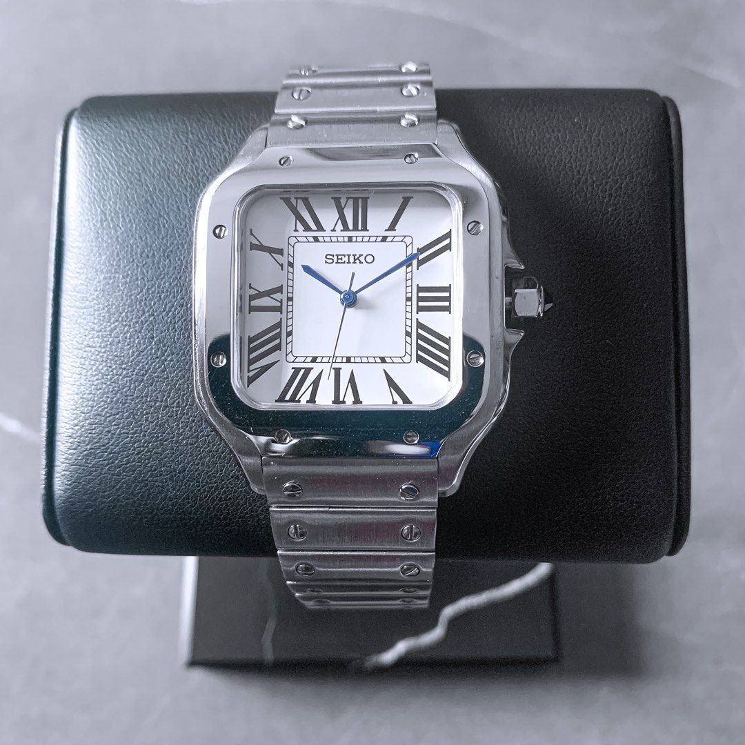 Seiko Santos De White & Silver Watch, Luxury, Watches on Carousell