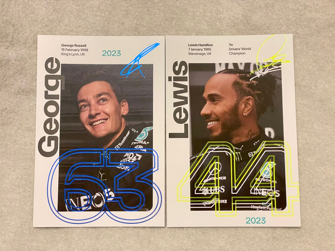 Set of 2 F1 Mercedes Drivers Cards, Hobbies & Toys, Toys & Games on ...