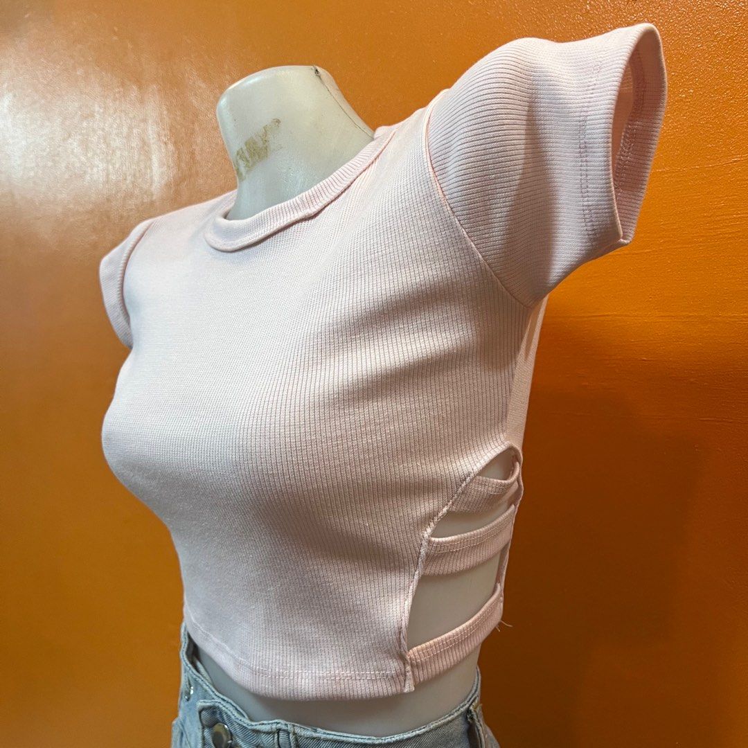 Shein Bangla Pastel Pink Basic Crop top, Women's Fashion, Tops, Shirts ...