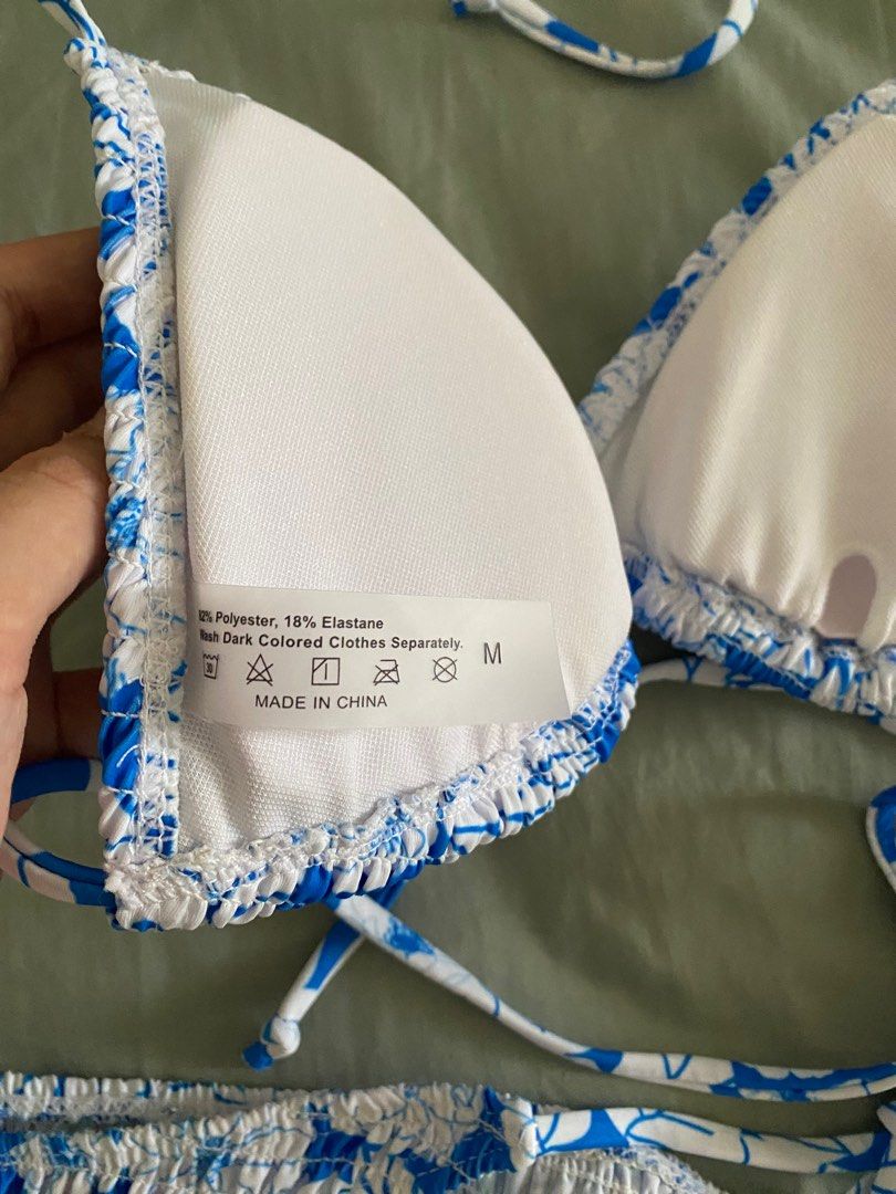 Shein Floral Blue Bikini Set, Women's Fashion, Swimwear, Bikinis ...