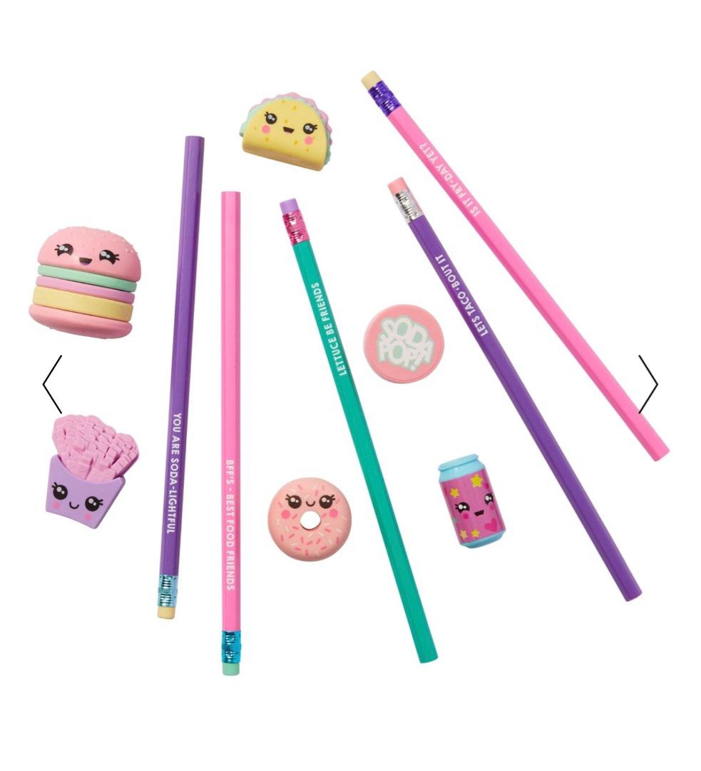 Smiggle pencil and eraser set, Hobbies & Toys, Stationary & Craft ...