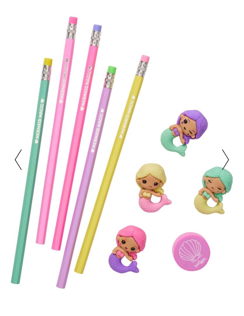 Smiggle pencil and eraser set, Hobbies & Toys, Stationary & Craft ...