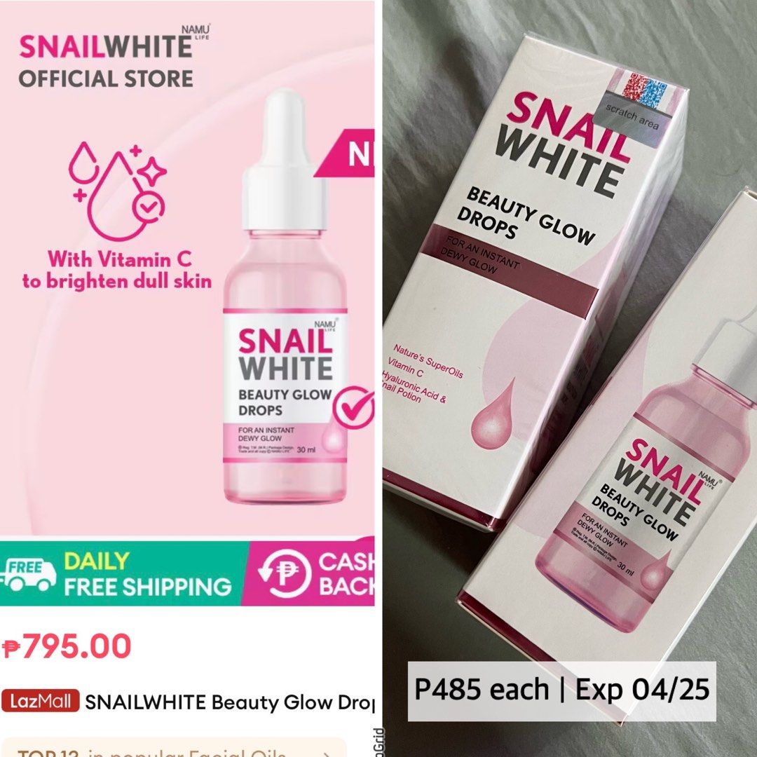 Snail White Beauty Glow Drops, Beauty & Personal Care, Face, Face Care ...