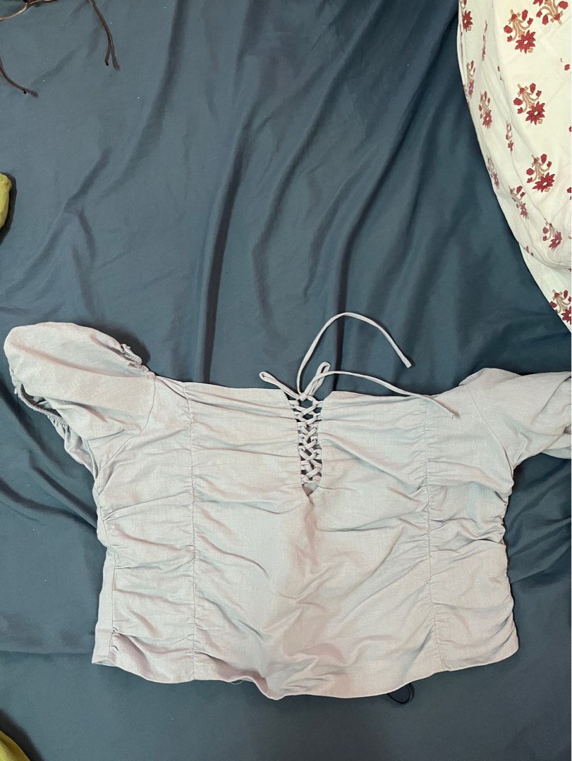 Steel Blue Touchic Top Simeona, Women's Fashion, Tops, Blouses on Carousell