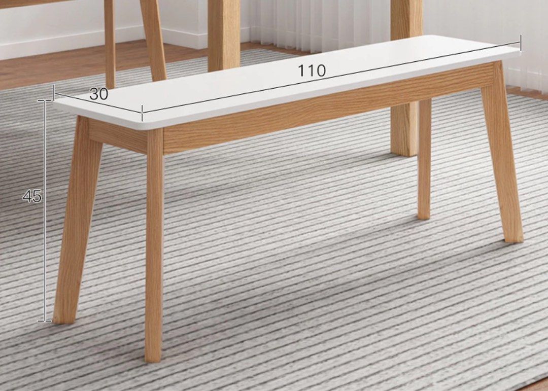 Table + bench birch and white lamination, Furniture & Home Living ...