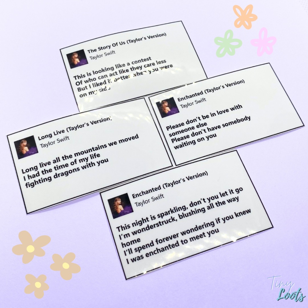 Taylor Swift Lyrics Stickers | Transparent decorative stickers, Hobbies ...