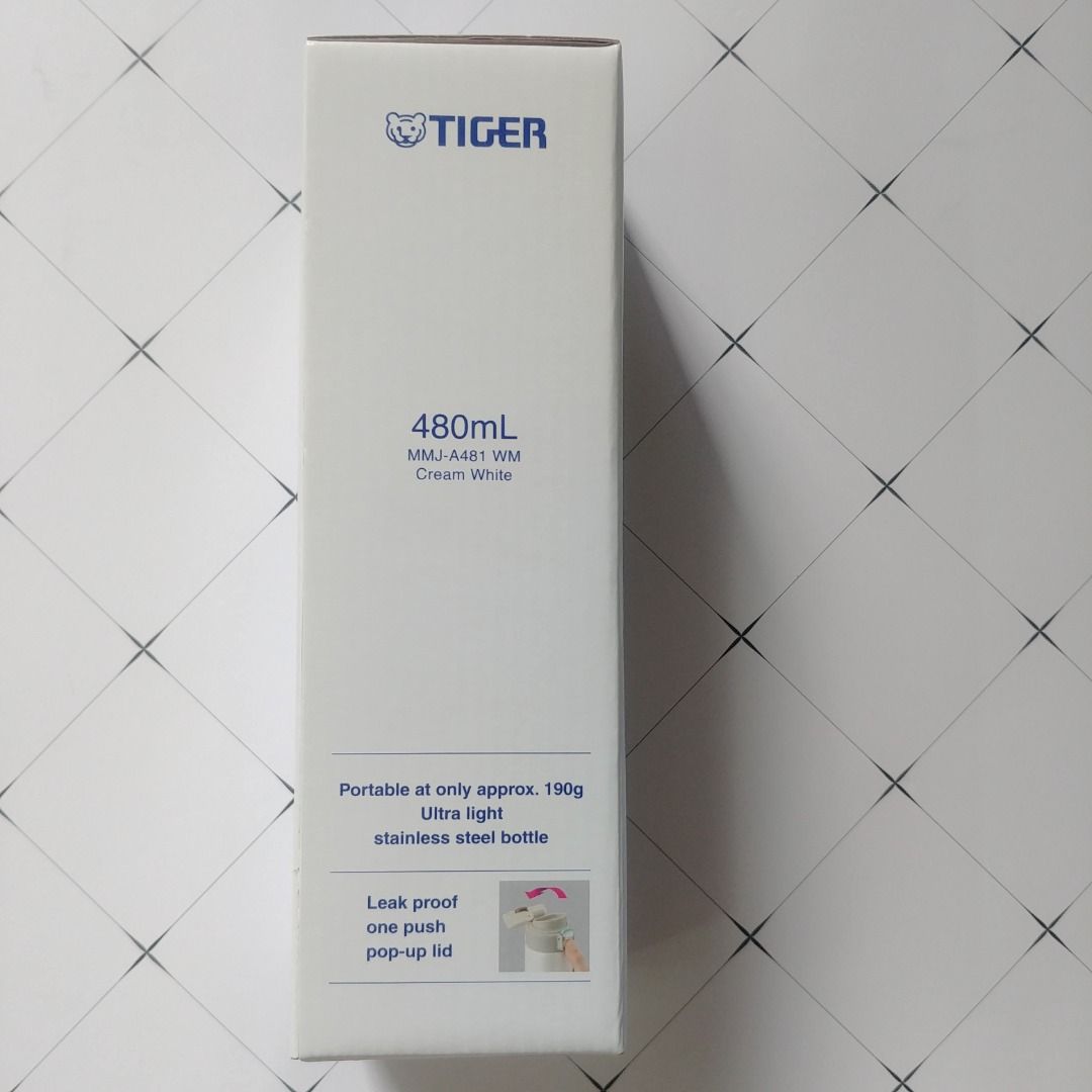 Tiger Ultra-Light Stainless Steel Bottle (Thermal Flask)(480ml)(MMJ-A481)(Cream White or Marine ...