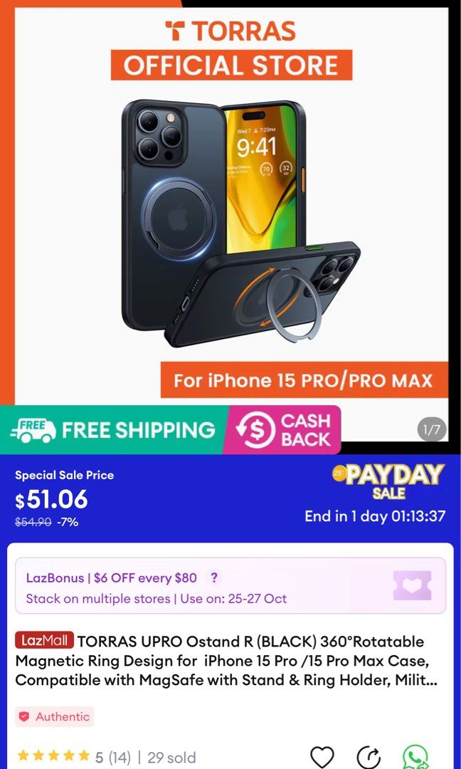 Torras UPRO Ostand R360 Stand Case iPhone 15 Pro Max Magnetic Case ...