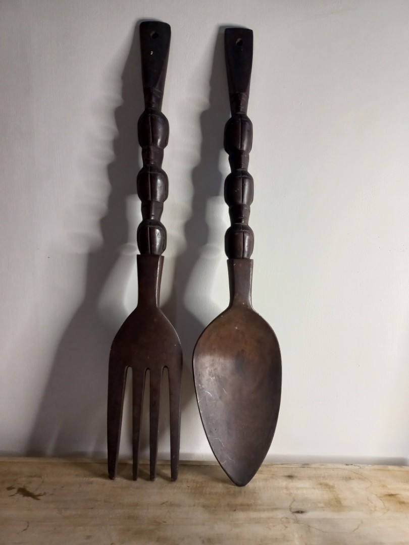 Vintage Ifugao Wooden Spoon and Fork Carving, Hobbies & Toys ...