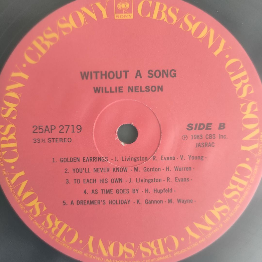 VINYL / AUDIOPHILE, EARLY JAPAN PRESS (1983) / WILLIE NELSON: WITHOUT A ...