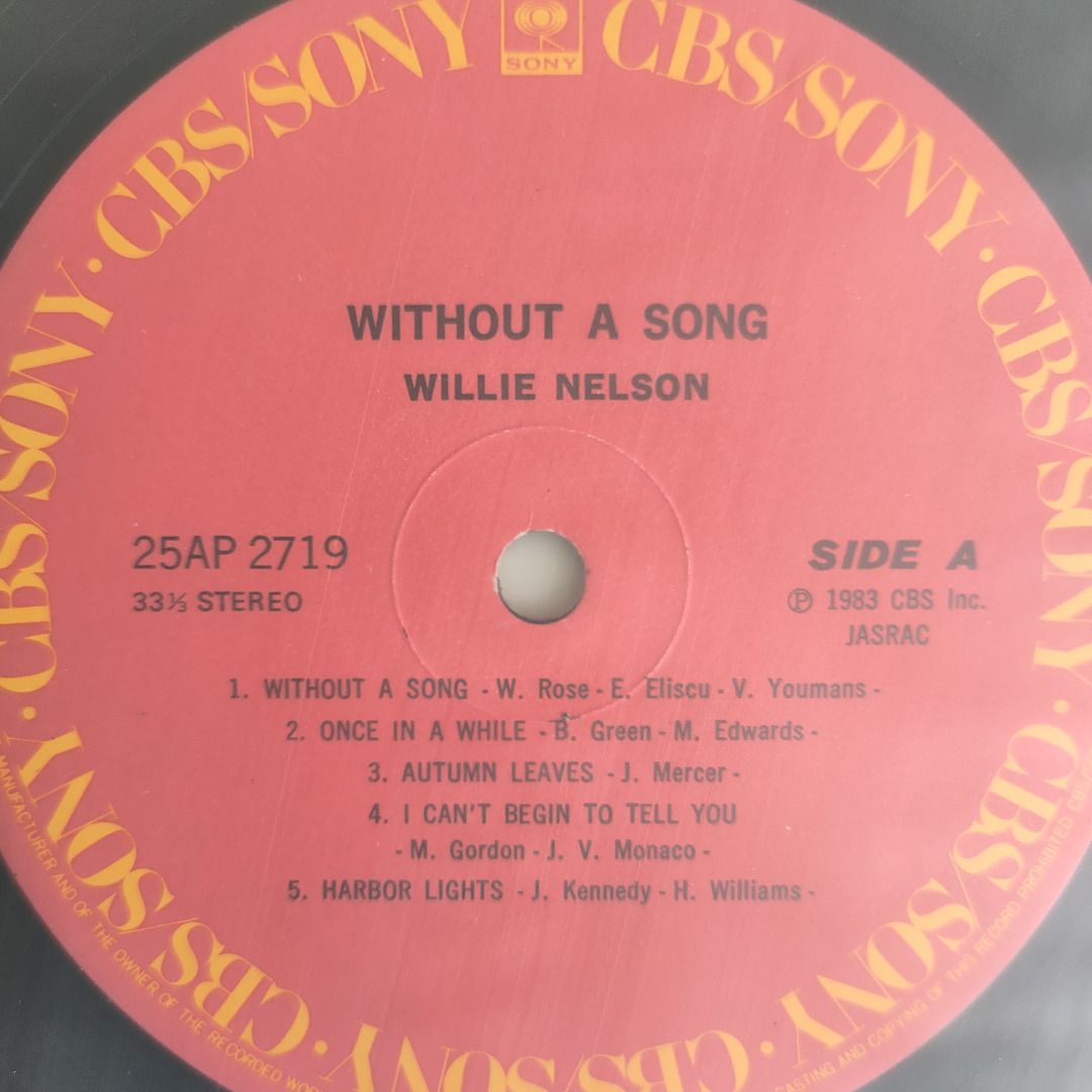 VINYL / AUDIOPHILE, EARLY JAPAN PRESS (1983) / WILLIE NELSON: WITHOUT A ...