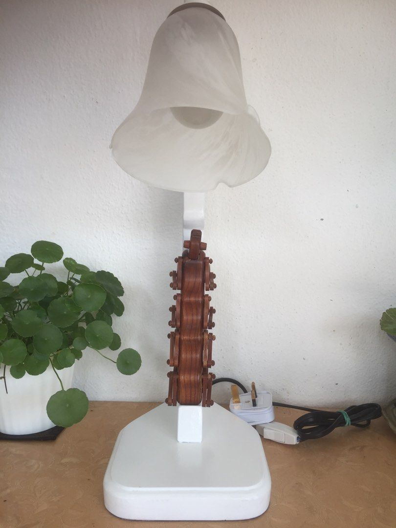 White Wooden Study Lamp With Wood Caterpillar Toy, Hobbies & Toys ...