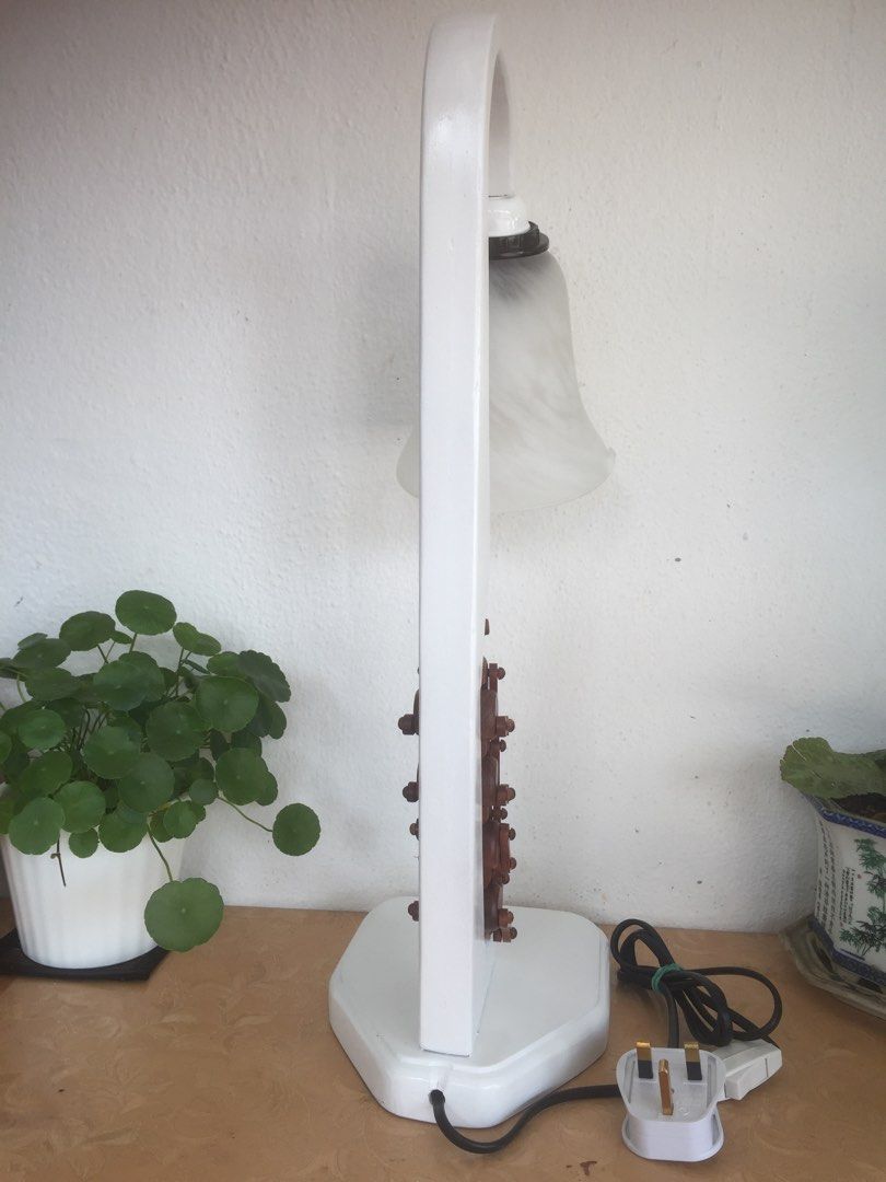 White Wooden Study Lamp With Wood Caterpillar Toy, Hobbies & Toys ...