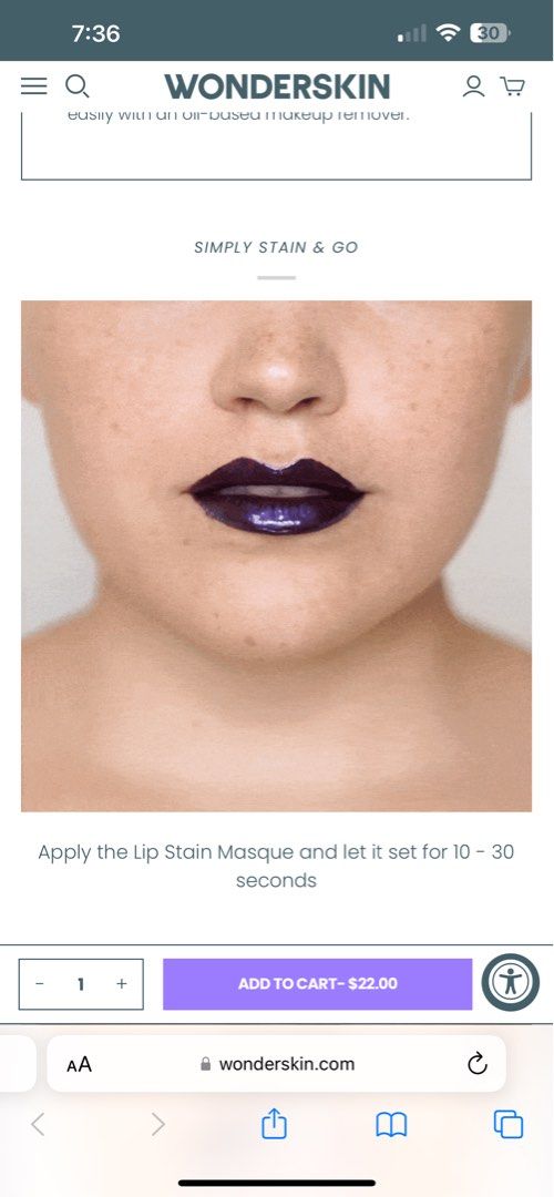 Wonder Skin viral violet lip stain mask in adore kelsey merritt ...