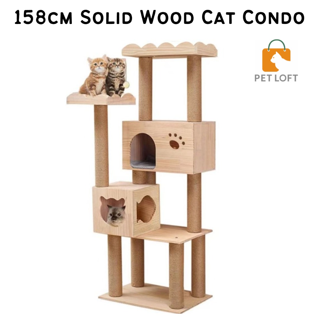 158cm Cat Condo Solid Wood Cat Condo Cat House Cat Tree Cat Tower Cat ...