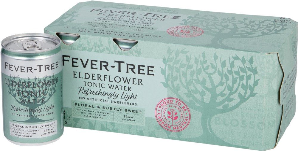Fever Tree Elderflower Tonic Water Refreshing Light Can 150ml, Food ...