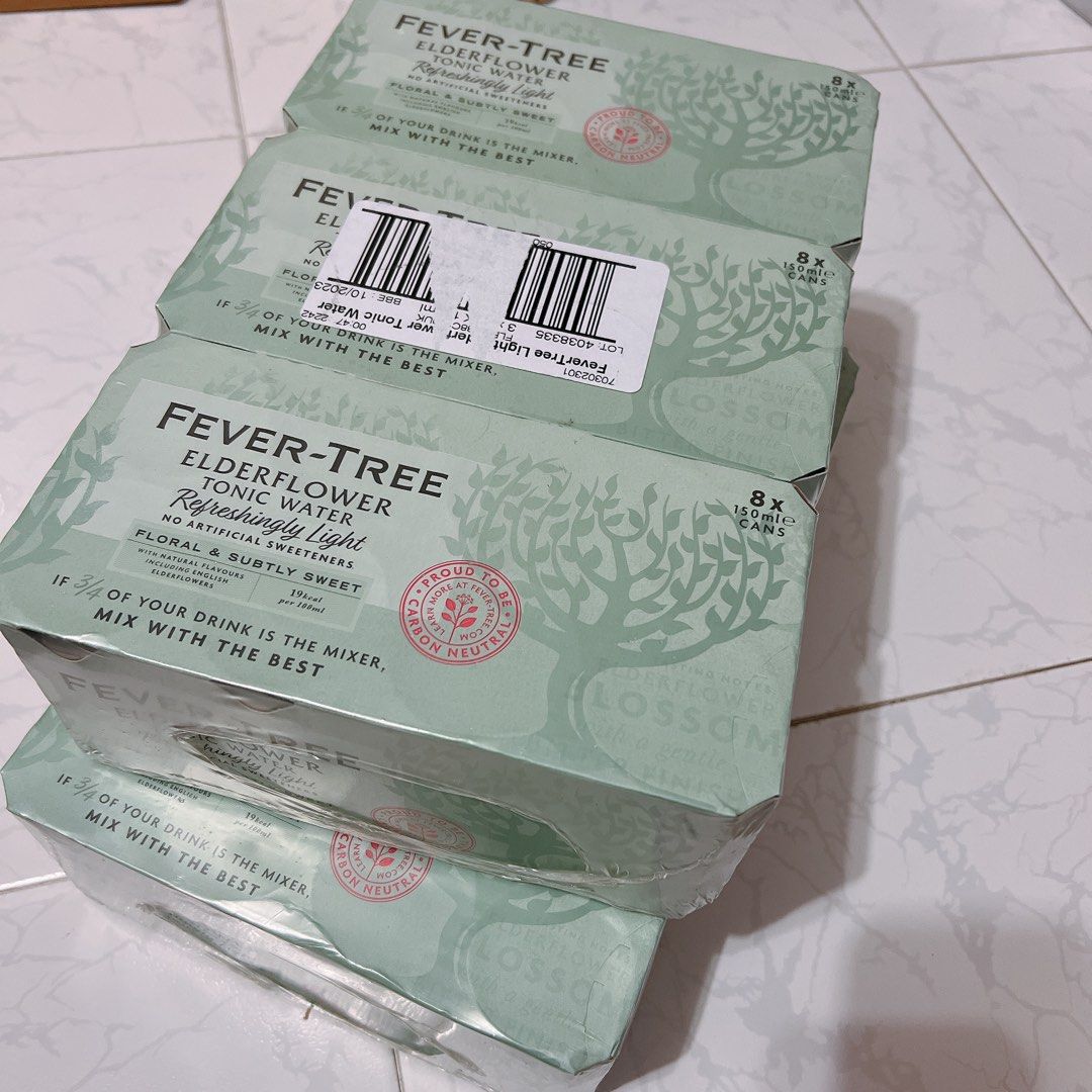 Fever Tree Elderflower Tonic Water Refreshing Light Can 150ml, Food ...
