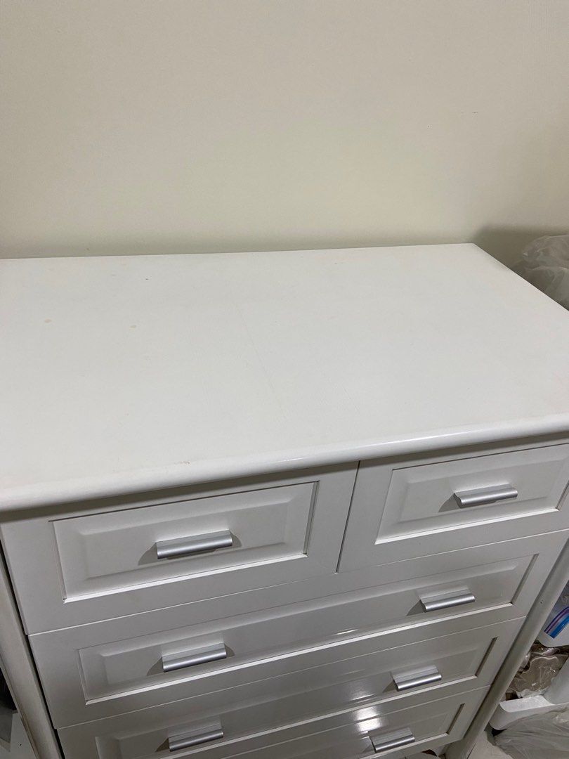 4-layer big duco finish white chest drawer / cabinet / dresser makeup ...