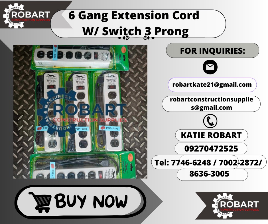 6 GANG EXTENSION CORD W/ SWITCH 3 PRONG, Commercial & Industrial ...