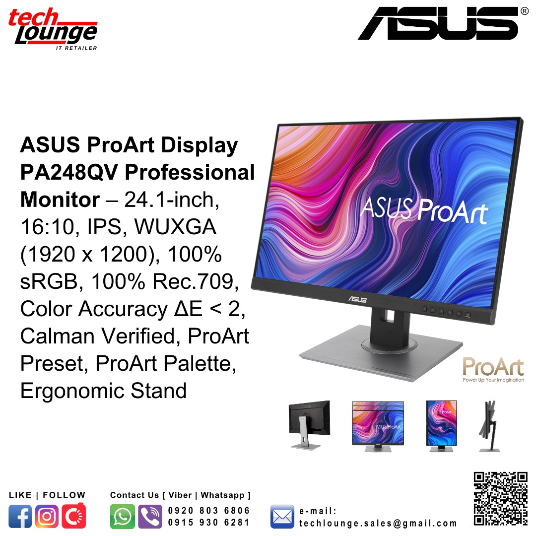 ASUS ProArt Display PA248QV Professional Monitor – 24.1-inch, 16:10 ...