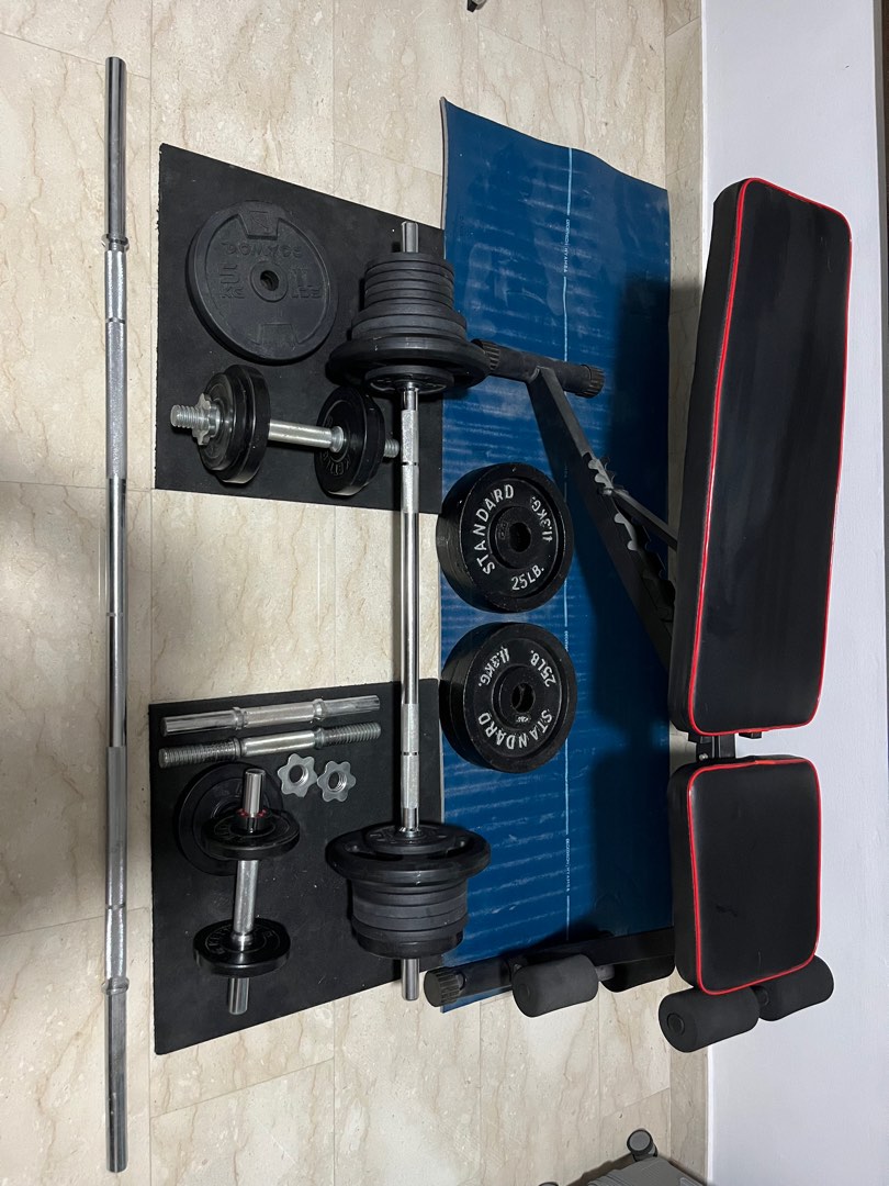 At-home Gym Set-up, Sports Equipment, Exercise & Fitness, Weights & Dumbbells on Carousell