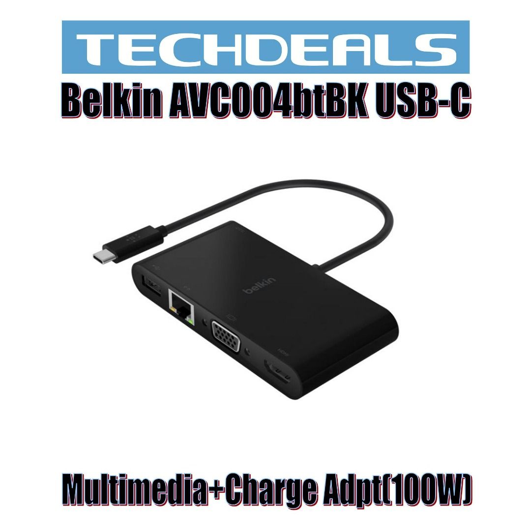 Belkin AVC004btBK USB-C Multimedia+Charge Adpt(100W), Computers & Tech, Parts & Accessories ...