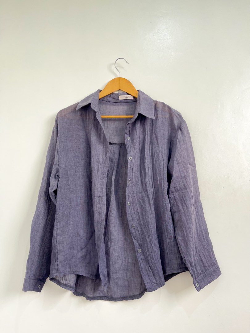 Blue gray long sleeve polo | Formal | Beach, Women's Fashion, Tops ...
