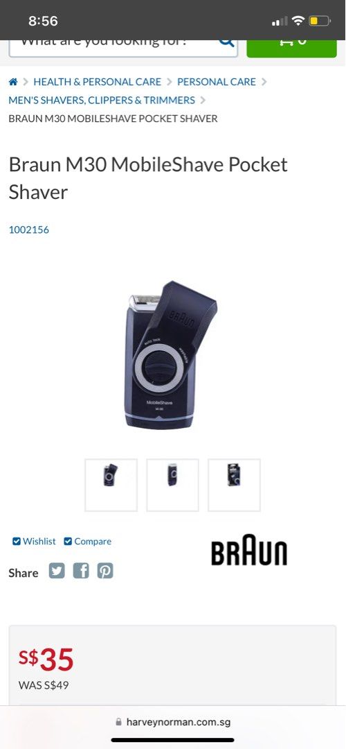 BRAUN M30 Mobile Shaver, Beauty & Personal Care, Men's Grooming on Carousell