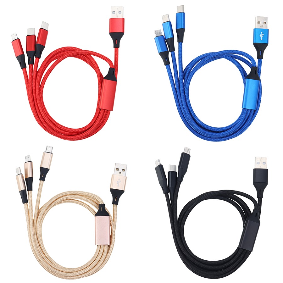 CABLE Multi Charger Cord 3 in 1 Wire - iPhone Android Type C Port ...