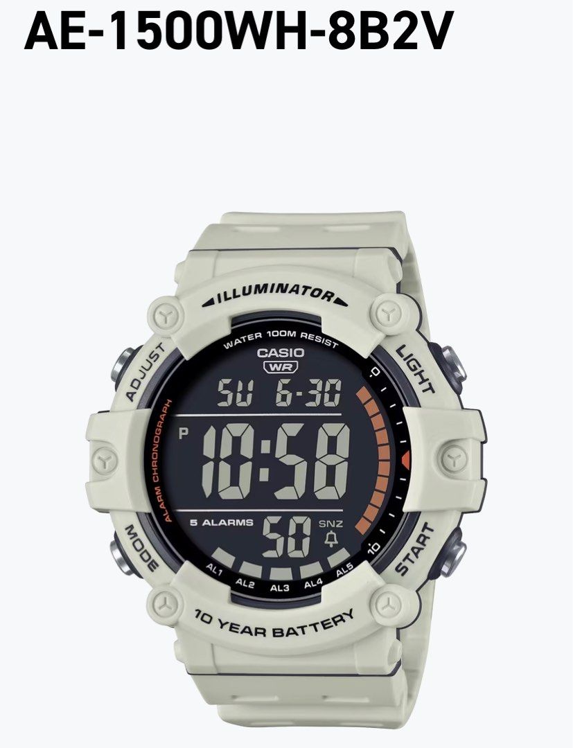 Casio Illuminator AE-1500WH-8B2 Digital Quartz Watch AE1500WH-8B2 Off ...