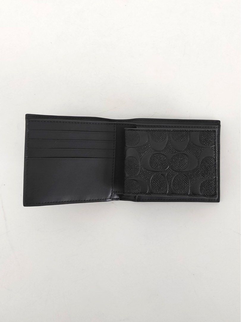 COACH Men's bifold wallet in embossed leather, Men's Fashion, Watches ...